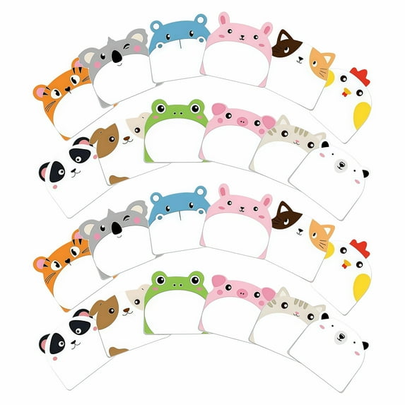 WuPing Cute Sticky Notes, 24 Pack Cartoon Sticky Notes Animals Shape ...