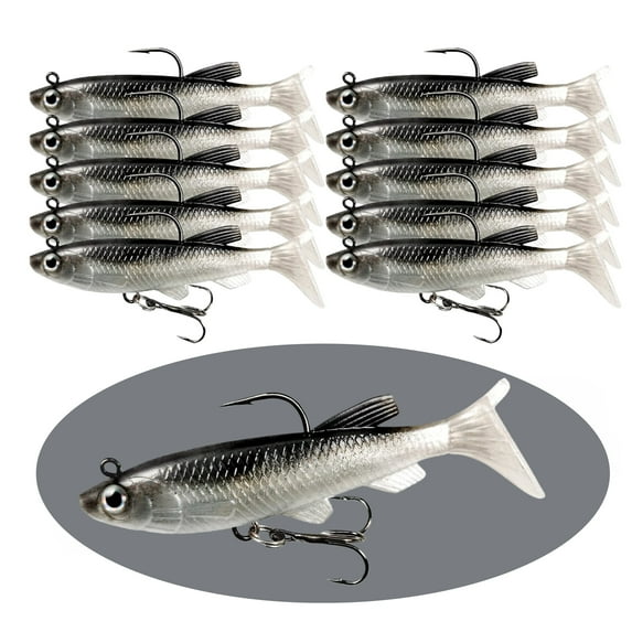WuPing Soft Fishing Lures 10 Pcs Gray Bionic Fish-Shaped Soft Lure Pre ...