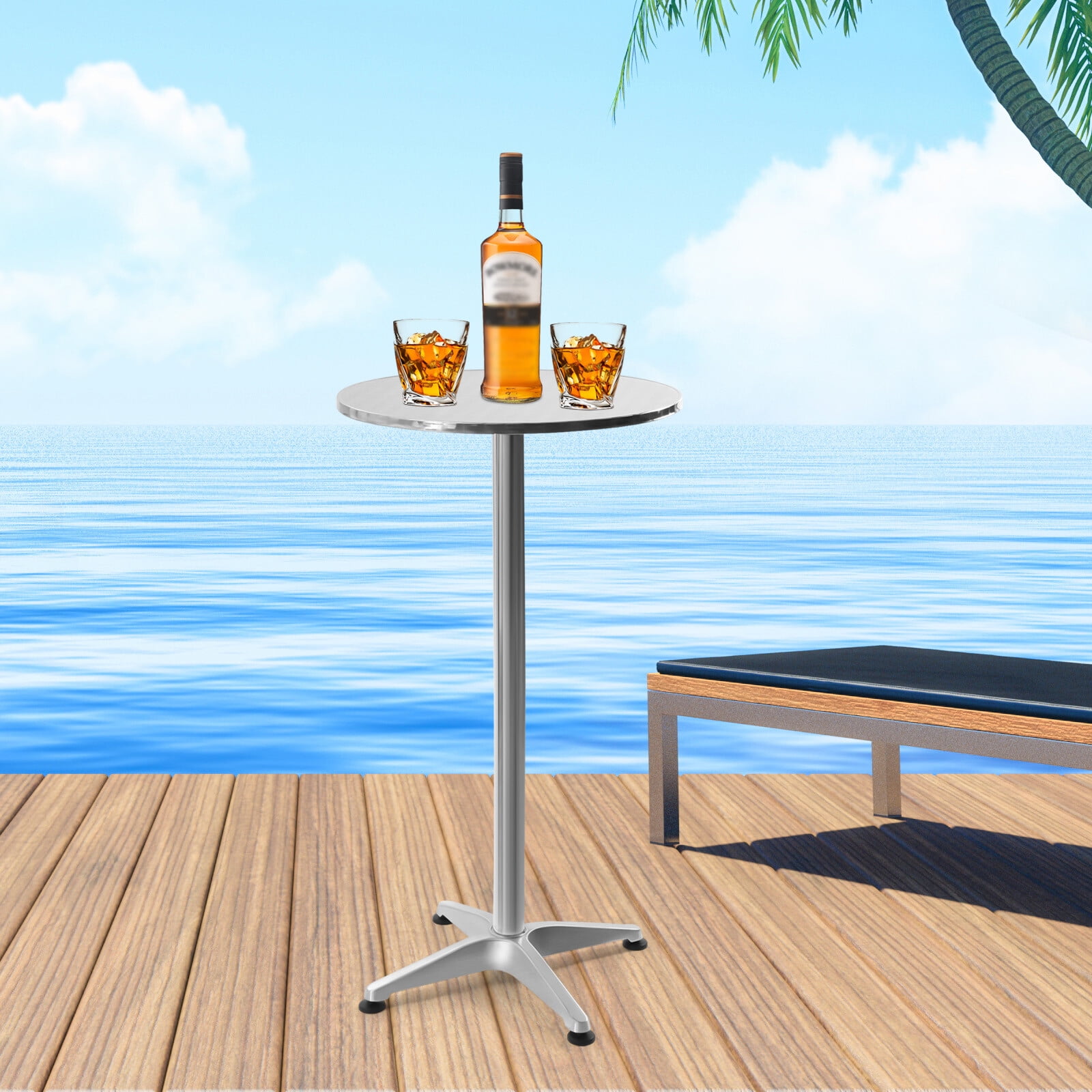 Wubio 23.6 Round Pub Table Bistro Bar Height Cocktail Table W/ 90 ...