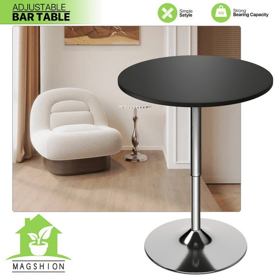 Wubio Bistro Pub Bar [360-DEGREE SWIVEL] Round Table Adjustable Height ...