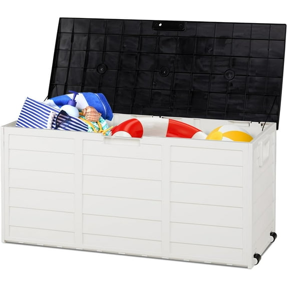 Wubio Deck Storage Box, 75 Gallon Plastic Durable Storage Container Bin ...