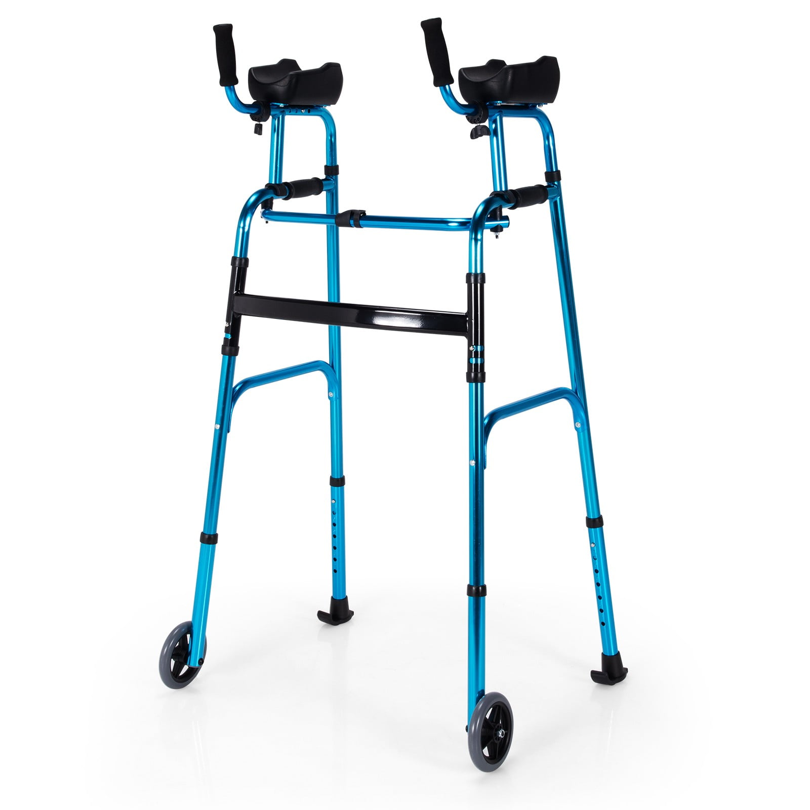 Wubio Folding Walker Adjustable Aluminum Alloy Wheel Walking Helper w ...