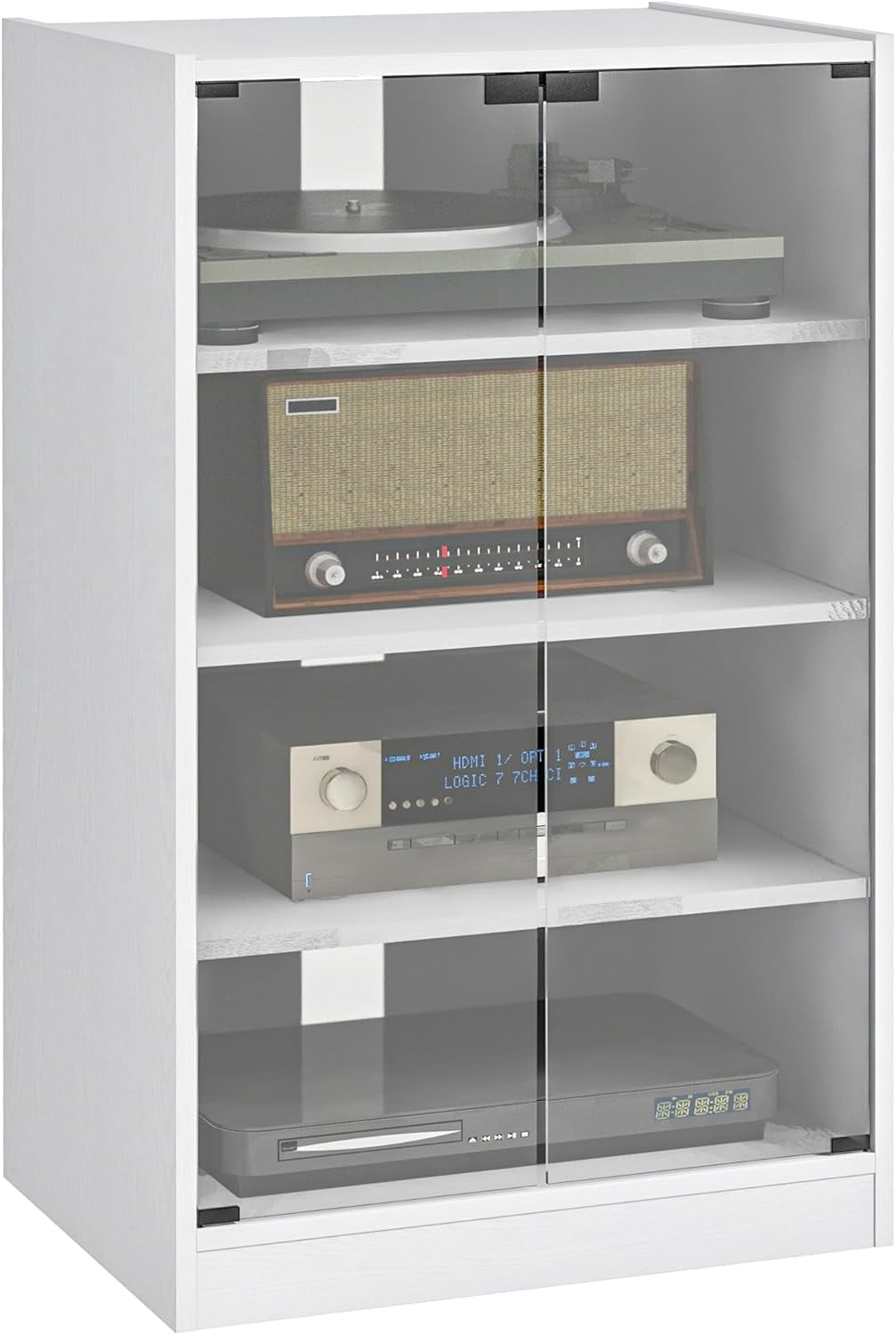 Wubio Media Cabinet, 4-Tier Stereo Cabinet, Record Player Stand with ...