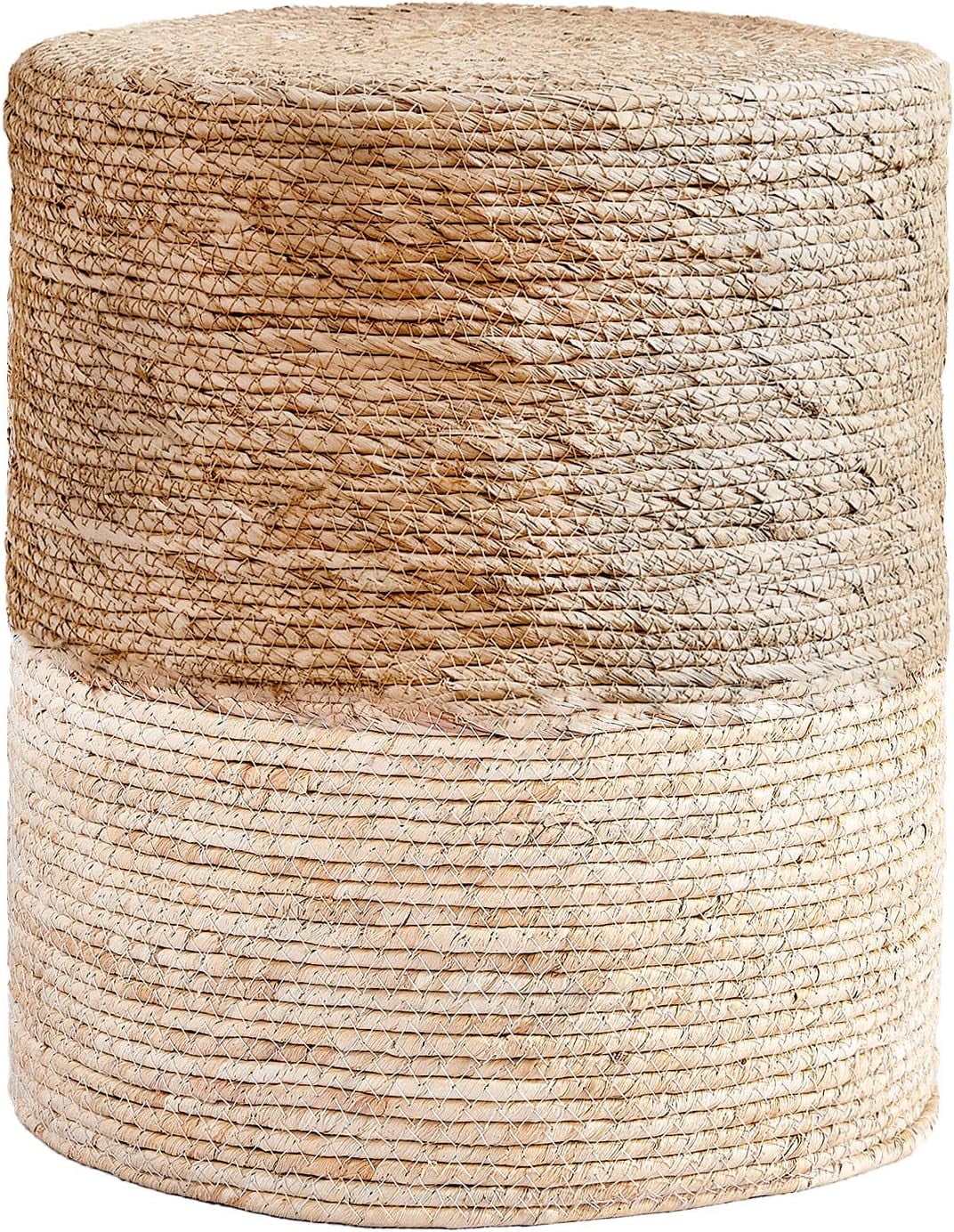 Wubio Pouf Ottoman, 100% Handwoven Seagrass Braided Pouffe, Boho Decor ...