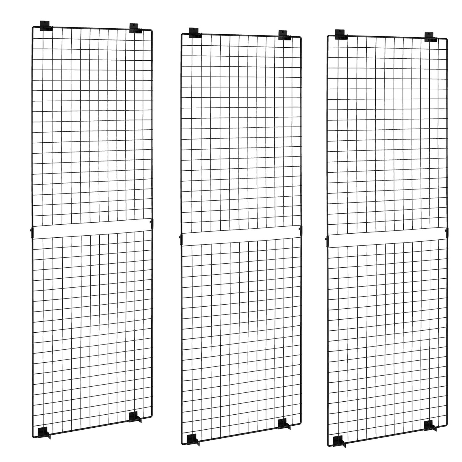 Wubio Set of 3 Wall Grid Panels 2x6 ft Wire Display Racks in Black ...