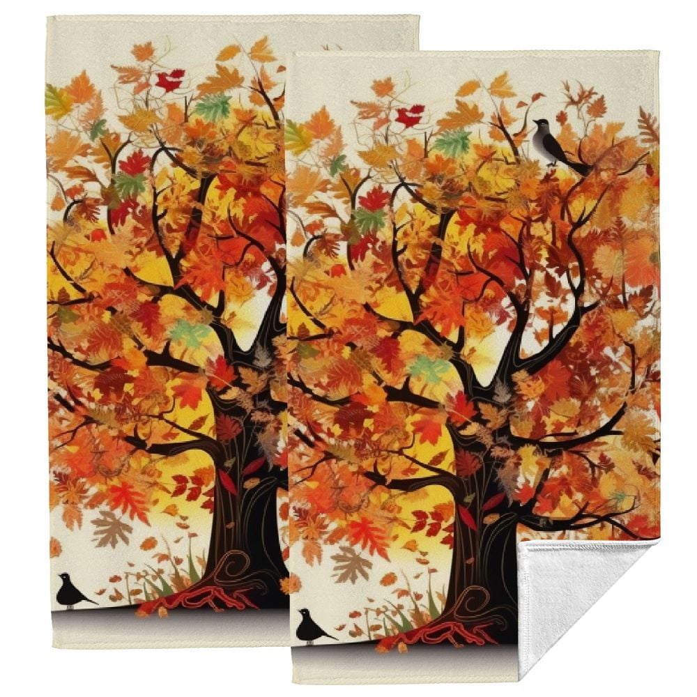 Comio Birds Leaves Tree Kitchen Towels 2-Pack Ultra Absorbent Soft Tea ...