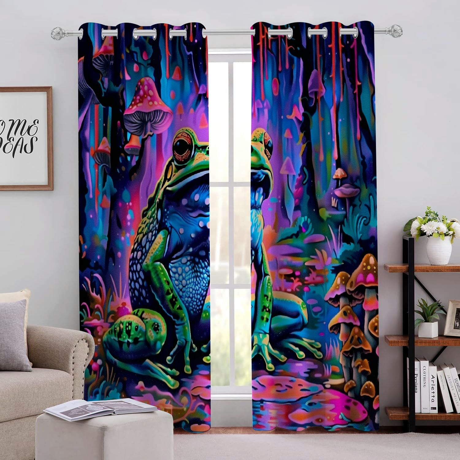 Wuche Frog Mushrooms Psychedelic Art Perforated Light Blocking Curtains 2-Pack 72x84in - Walmart.com