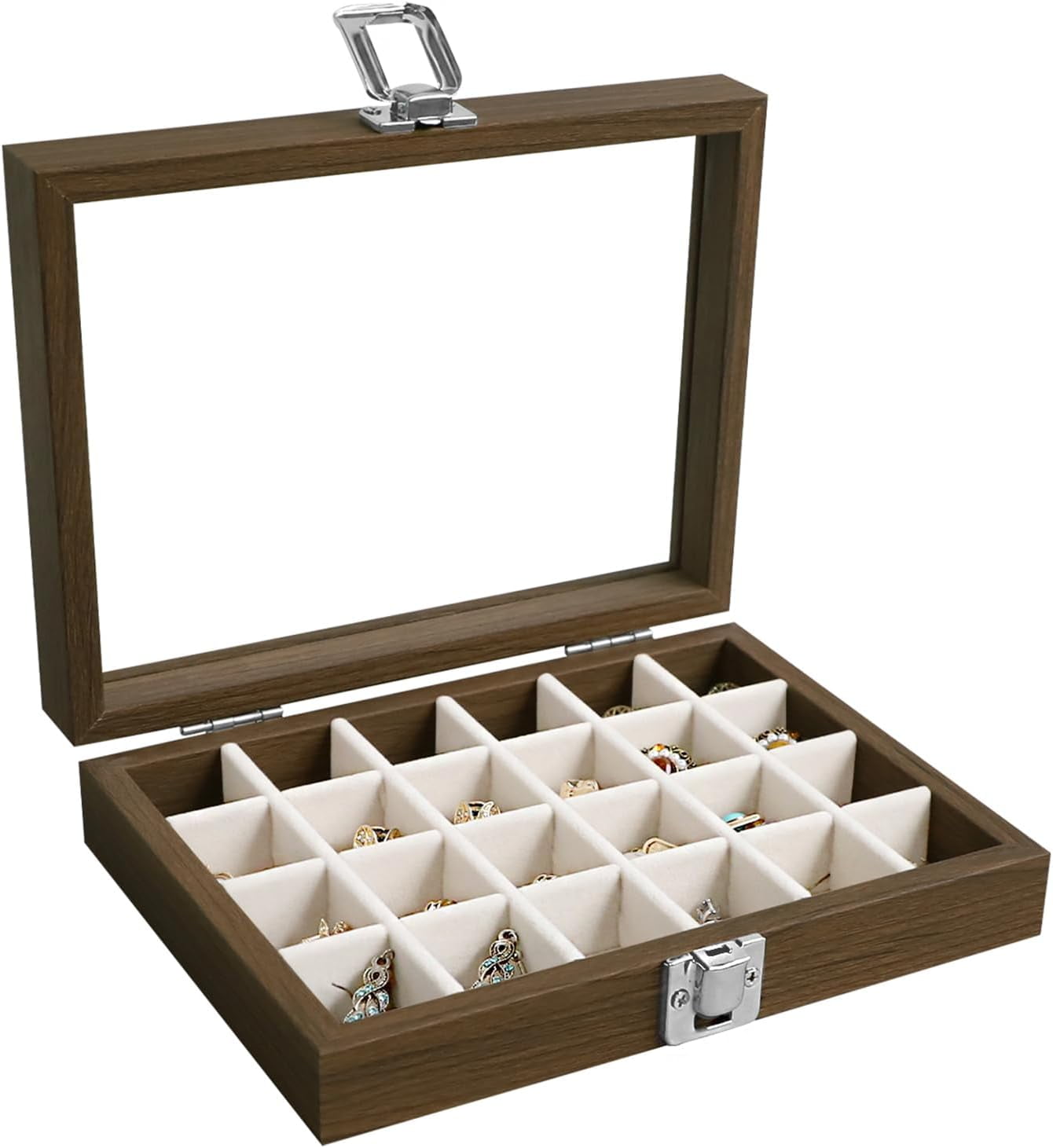 Wudygirl Wood Jewelry Organizer Small Jewelry Box Jewelry Tray with Lid ...