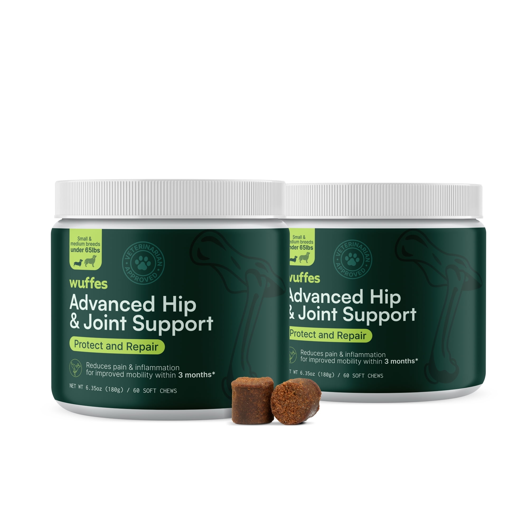 Wuffes Hip and Joint Supplement, Small and Medium Dog Chews, 2-Pack ...