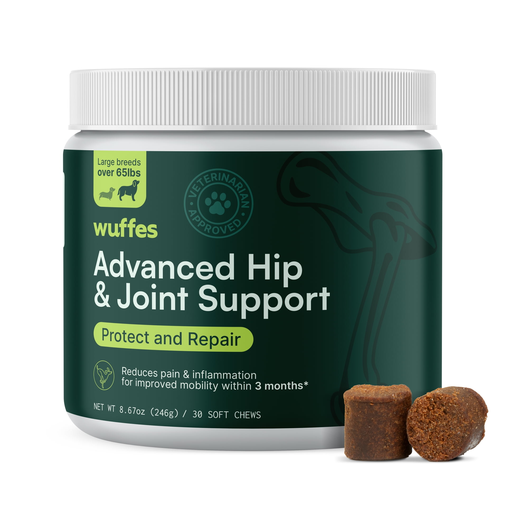 wuffes Large Dog Hip and Joint Supplements, Glucosamine and Chondroitin ...