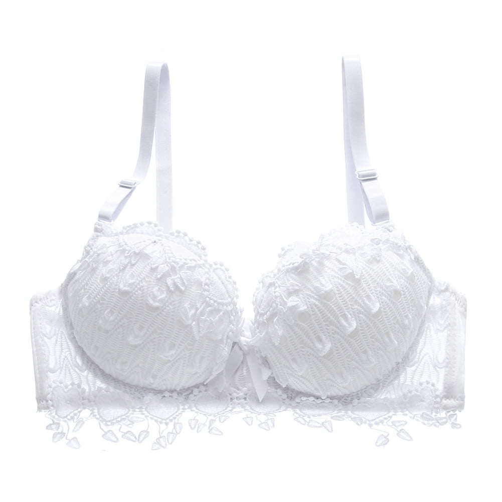 Wuffmeow Women Large Size Lace Gather Bra Breathable Sexy Solid Colos ...