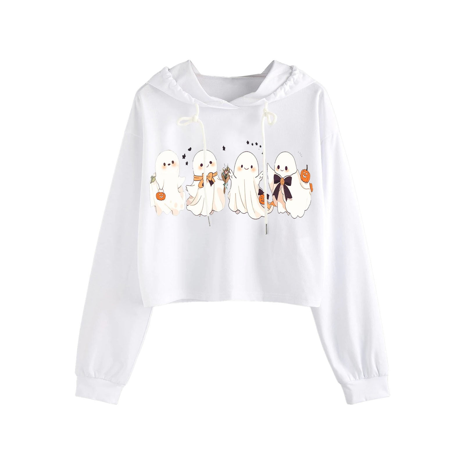 Wugelt Womens Halloween Hoodie Soft Sweatshirts Bat Pumpkin Print Loose ...