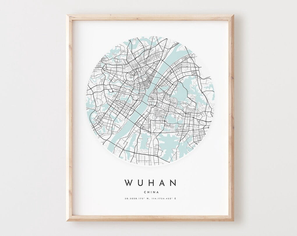 Wuhan Map Print, Wuhan Map Poster City Wall Art, Wuhan Road Map, Wuhan ...