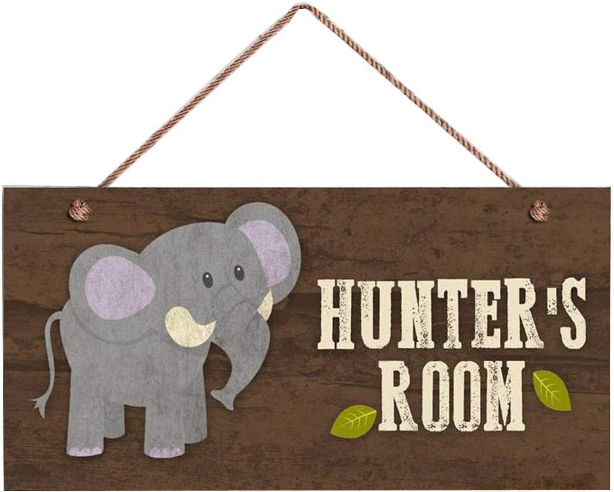 Wuhaoniu Elephant Sign, Woodland Personalized Sign,Kid'S Name, Kids ...