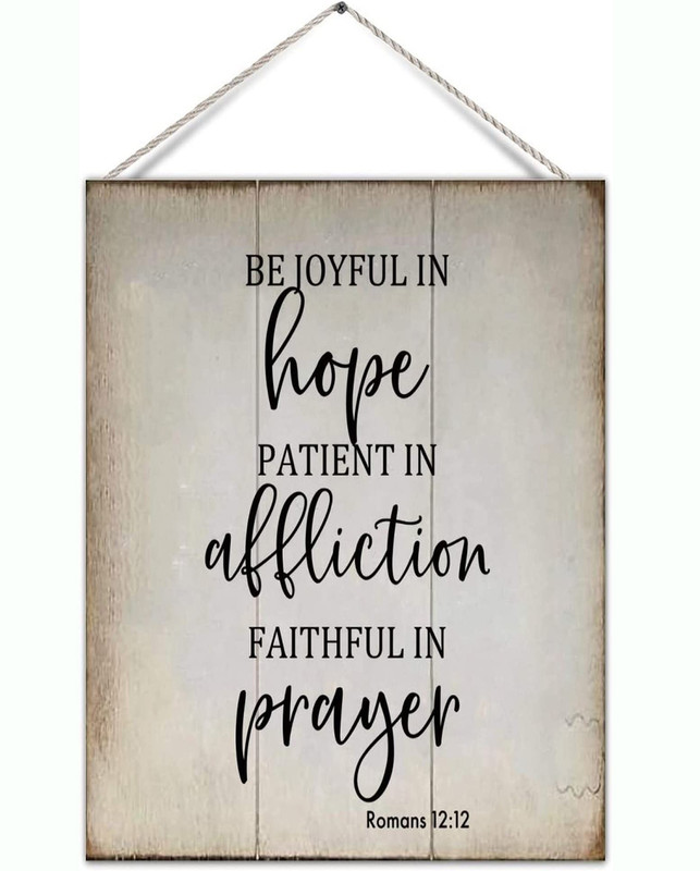 Wuhaoniu Farmhouse Wood Pallet Sign Be Joyful In Hope Patient In ...