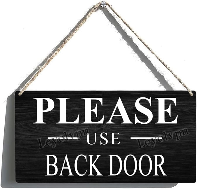 Wuhaoniu Please Use Back Door Sign, Please Enter Here Wooden Sign ...