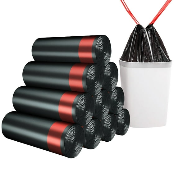 WujiJia Extra Strong Black Trash Bags with Drawstring, 15 Gallons, 3 ...
