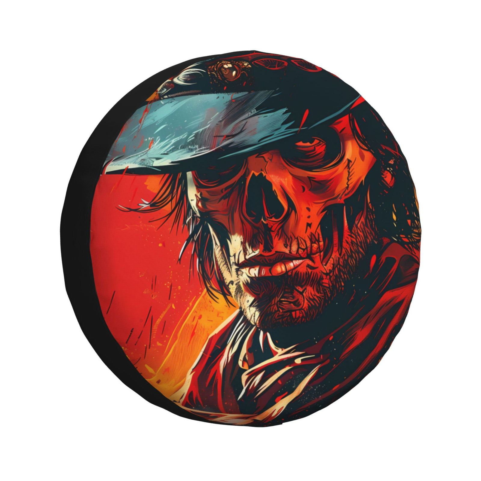 Wukai 60s Western Skull Cowboy Print Spare Tire Cover for RV Trailer ...