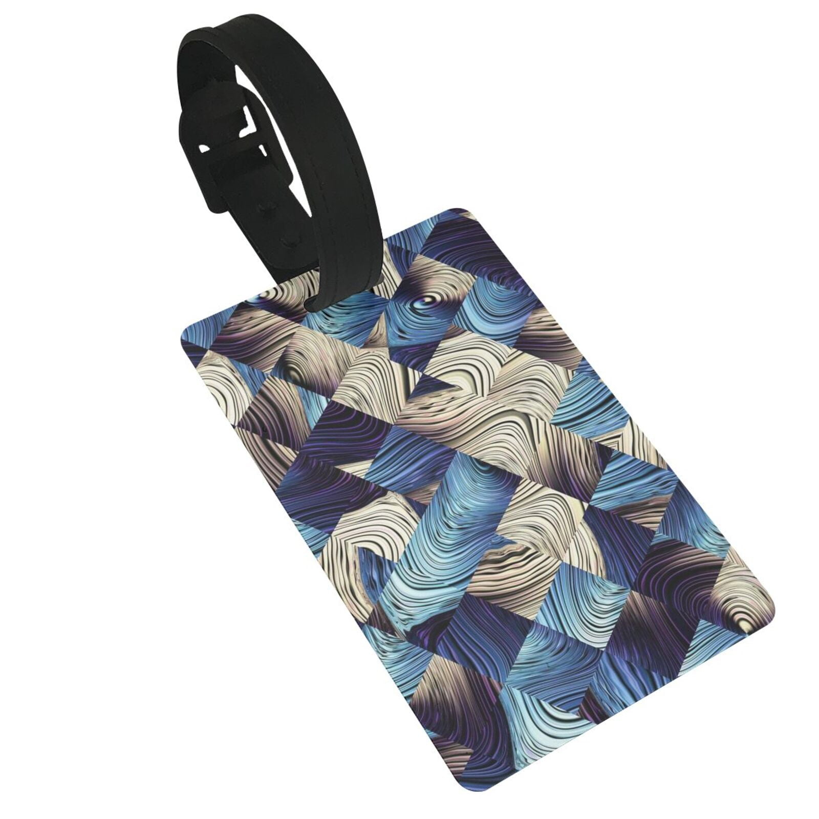 Wukai Abstract Blue Squares Stylish and Durable Travel Luggage Tags ...