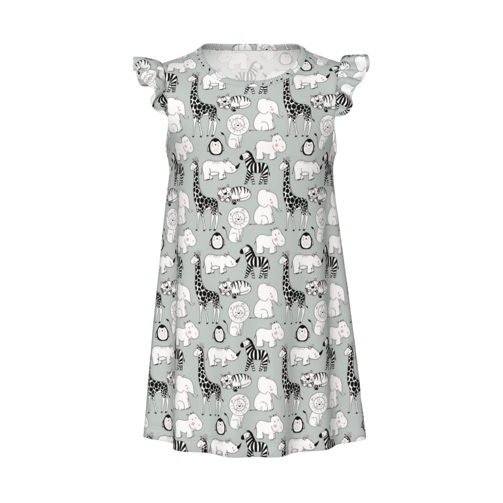 Wukai African Animals Print Girls Nightgowns Pajamas Dress,Soft & Cute ...