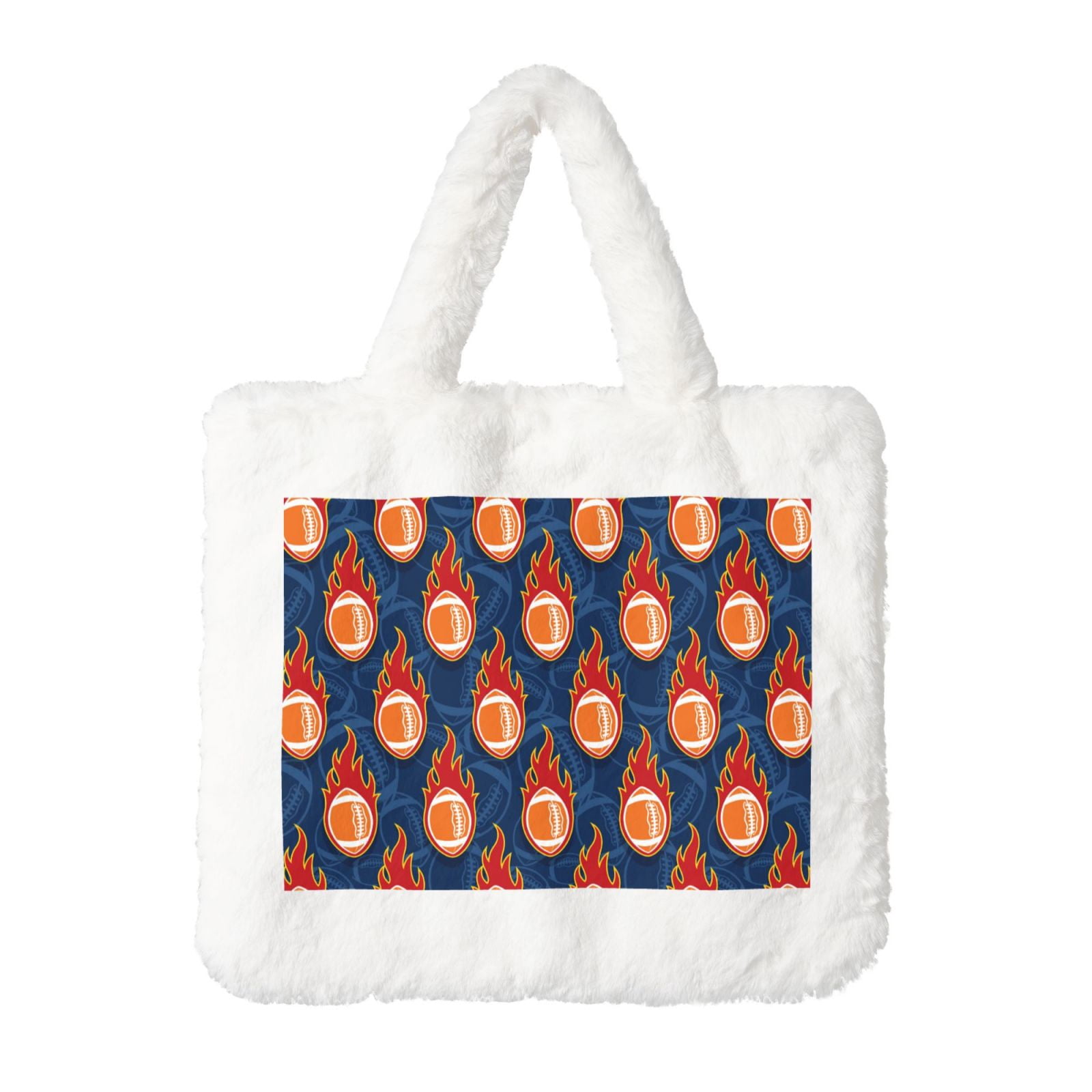 Wukai American Football and Fire Flames Print Plush Underarm Bag ...