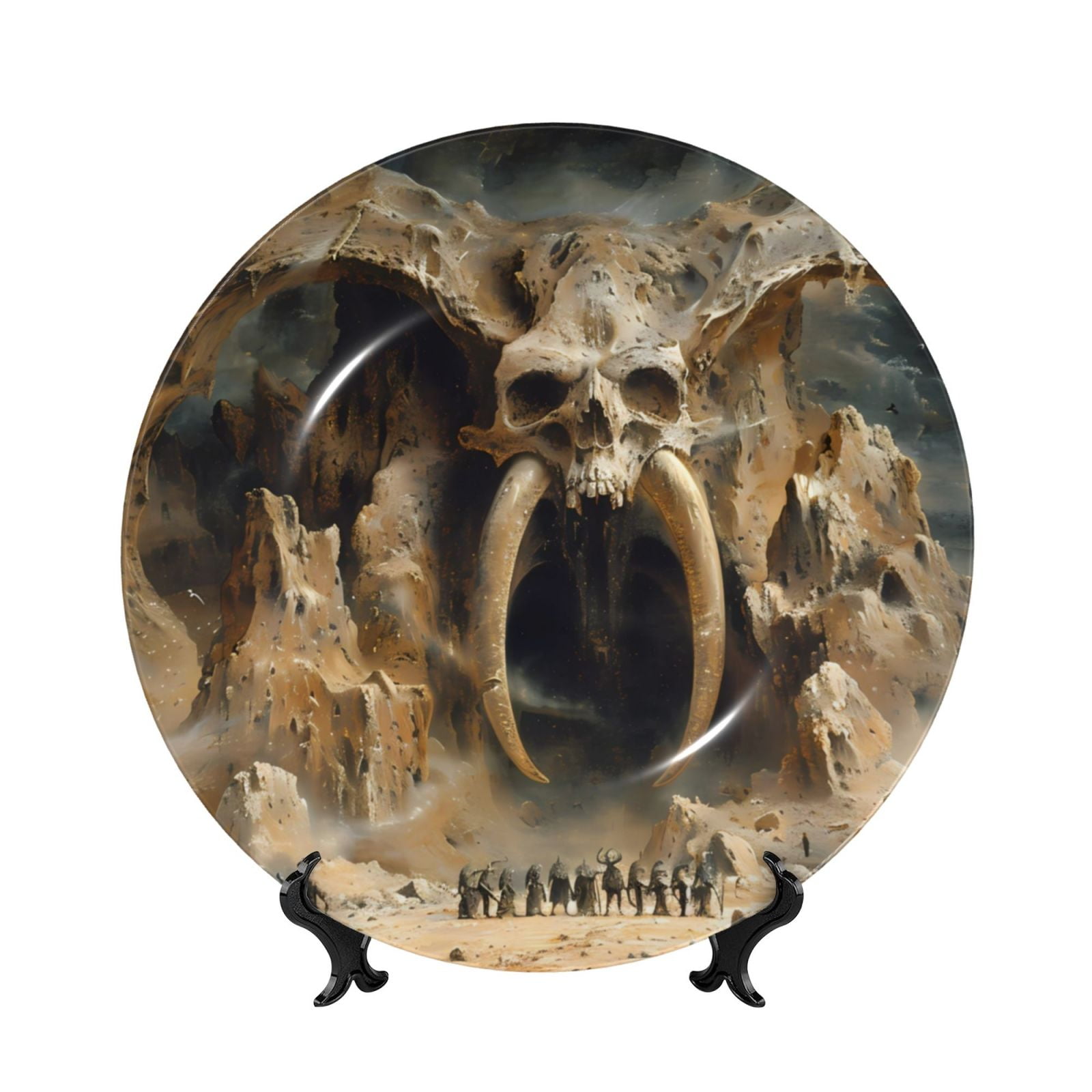Wukai Ancient Skull Cave Landscape Print Decorative Plate for Display ...