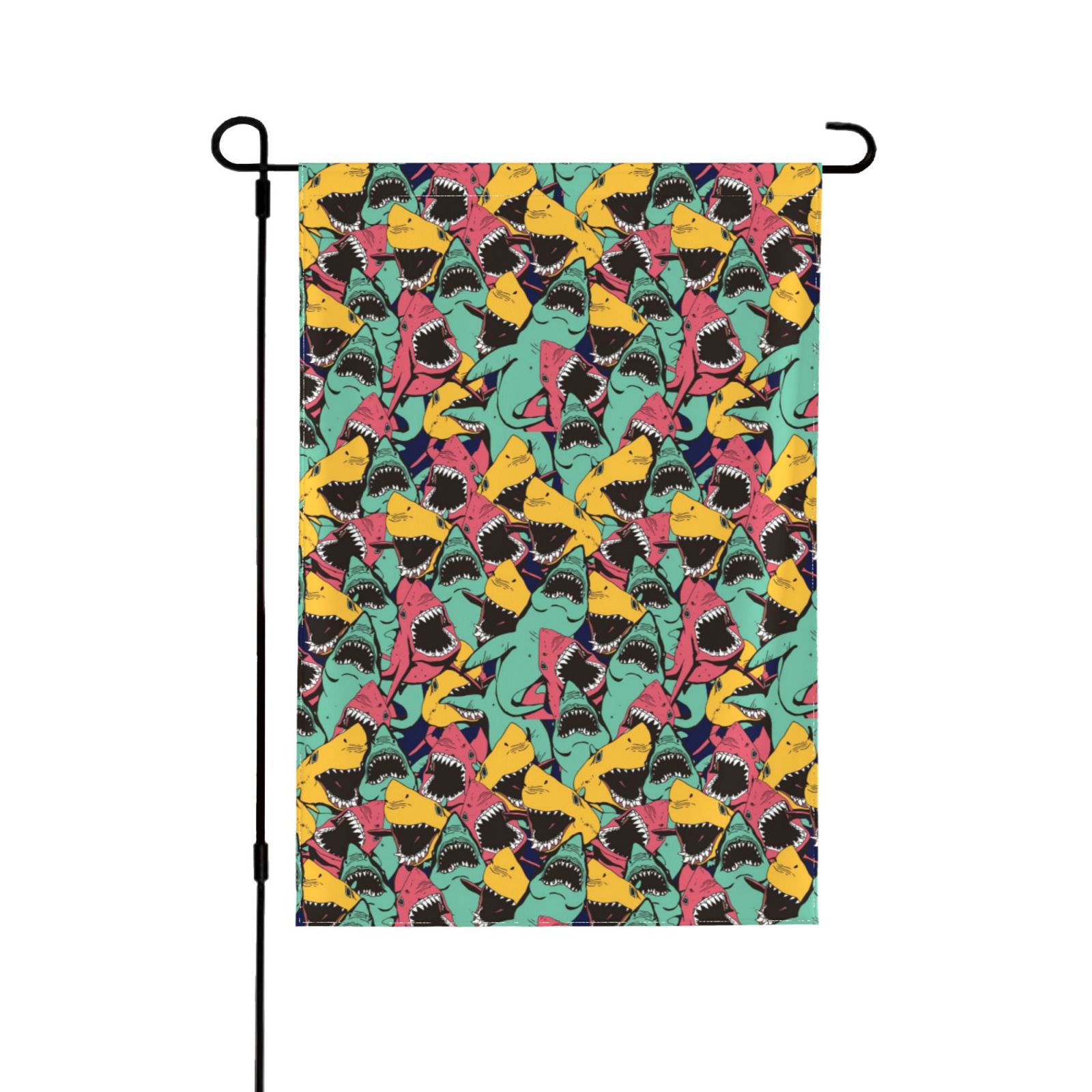 Wukai Angry Shark Pattern Garden Flags Double Sided Welcome Garden Yard ...