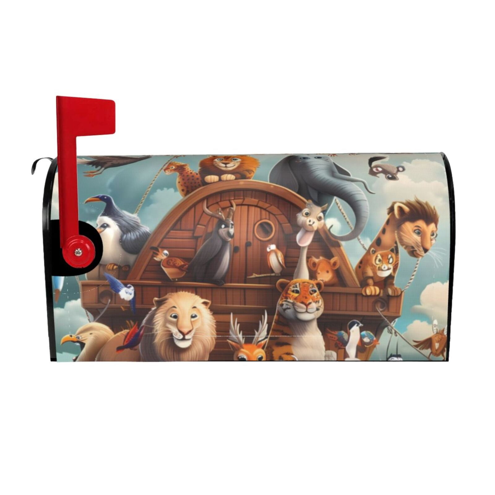 Wukai Animal Filled Noahs Ark Mailbox Covers for Garden Outdoor Decor ...