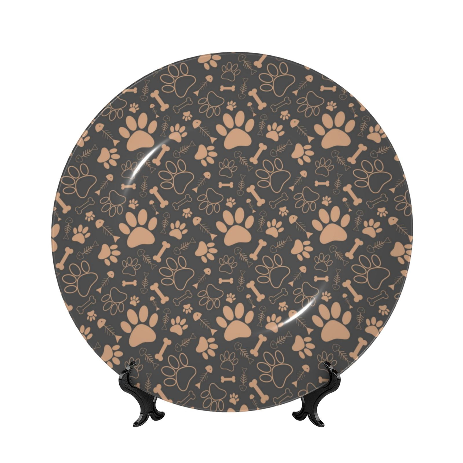 Wukai Animal Paw Print Decorative Plate for Display,Bone China ...