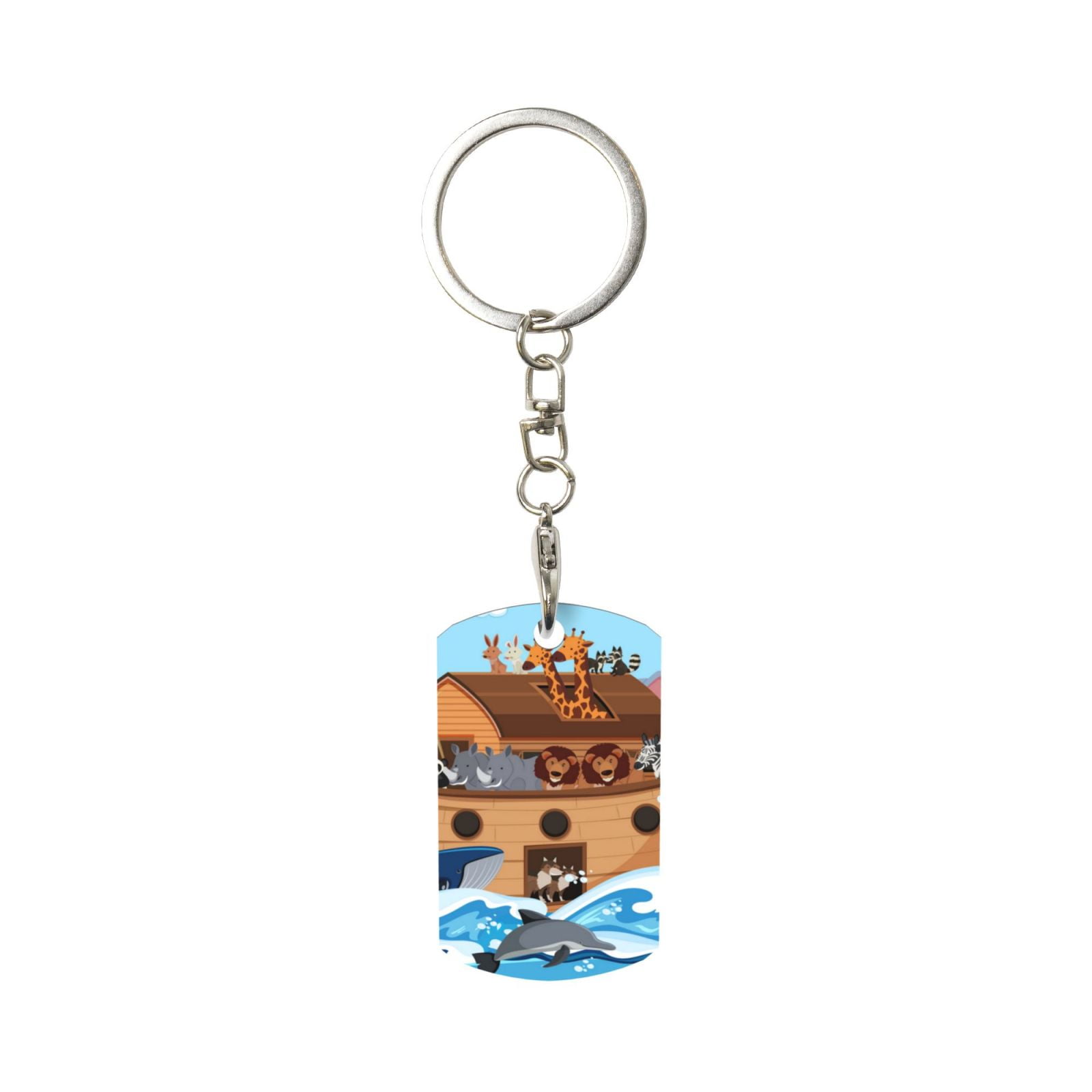 Wukai Animals on Noah's Ark Print Rectangular Metal Keychain: Sleek and ...