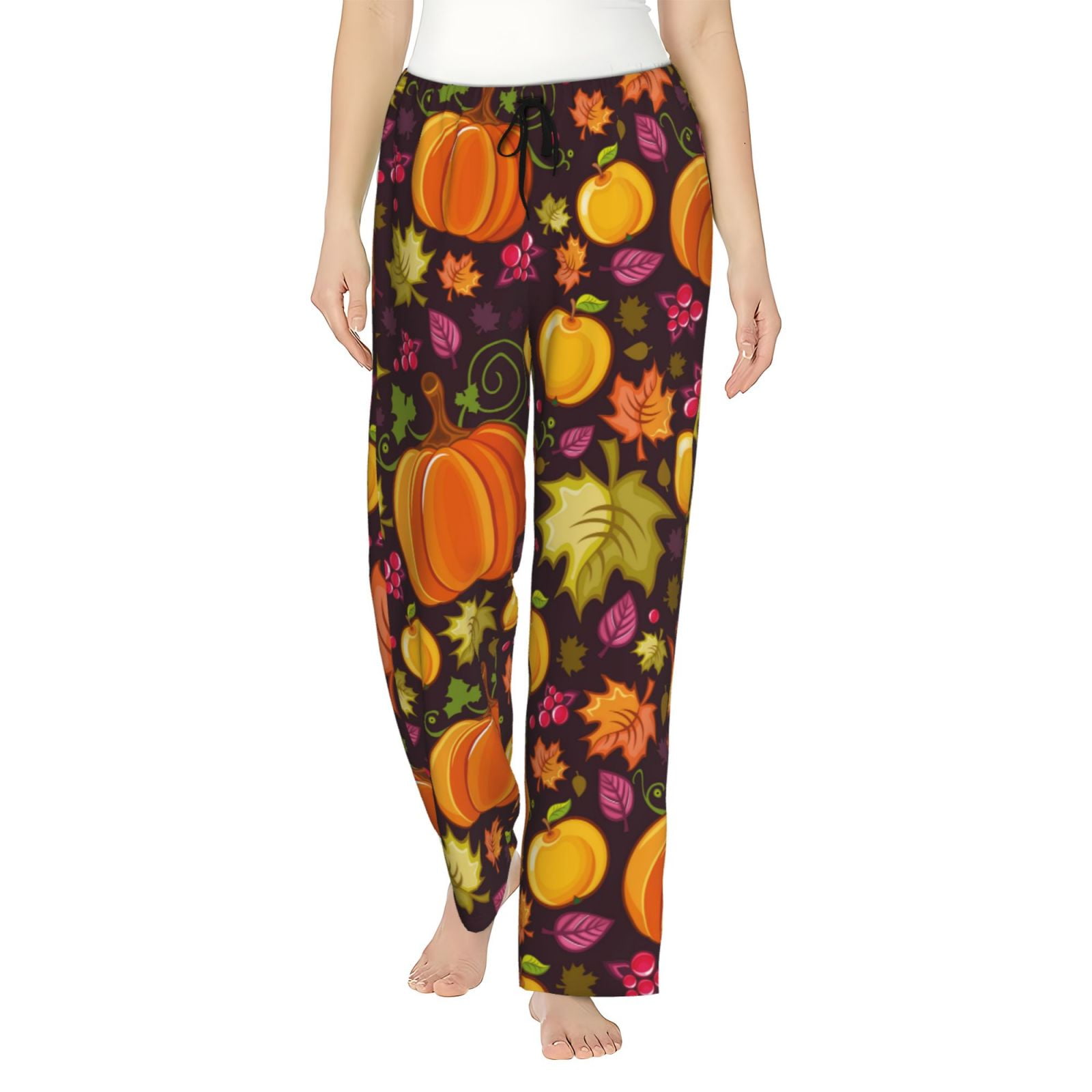 Wukai Autumn Harvest Pumpkin Joy Women Pajama Pants Comfy Stretch ...