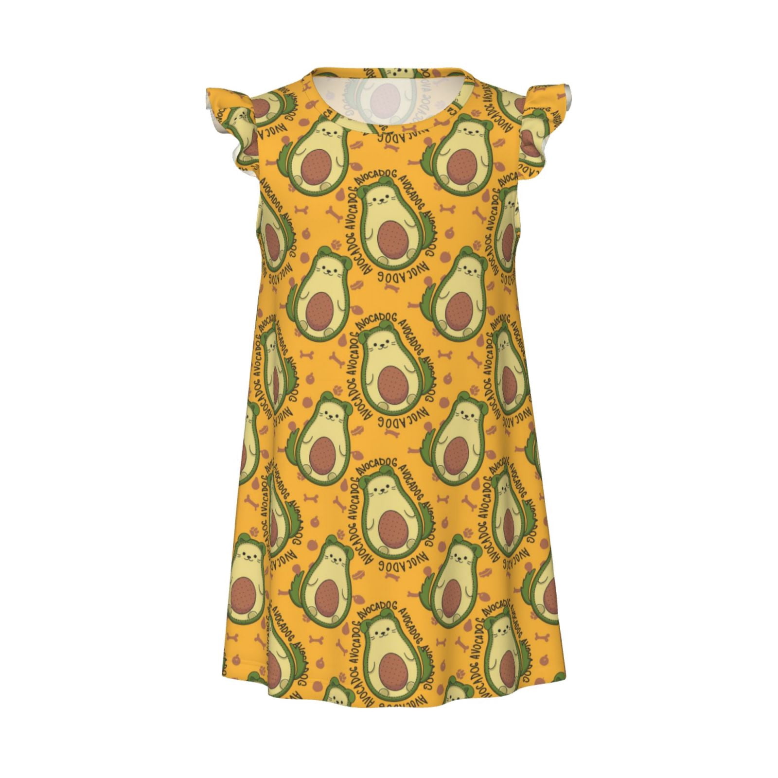 Wukai Avocado Dog Print Girls Nightgowns Pajamas Dress,Soft & Cute ...