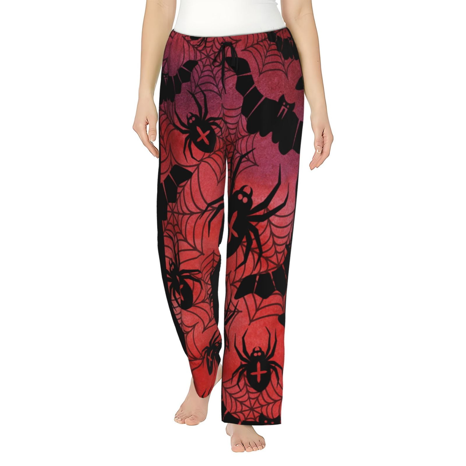 Wukai Bats And Spiders Women Pajama Pants Comfy Stretch Drawstring ...
