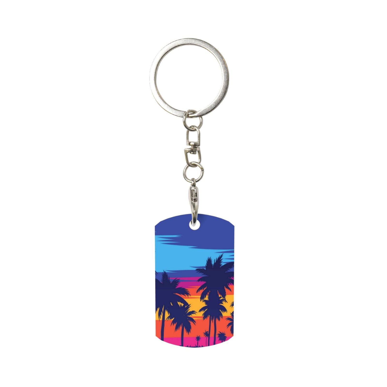 Wukai Beach with Palm Trees Print Rectangular Metal Keychain: Sleek and ...