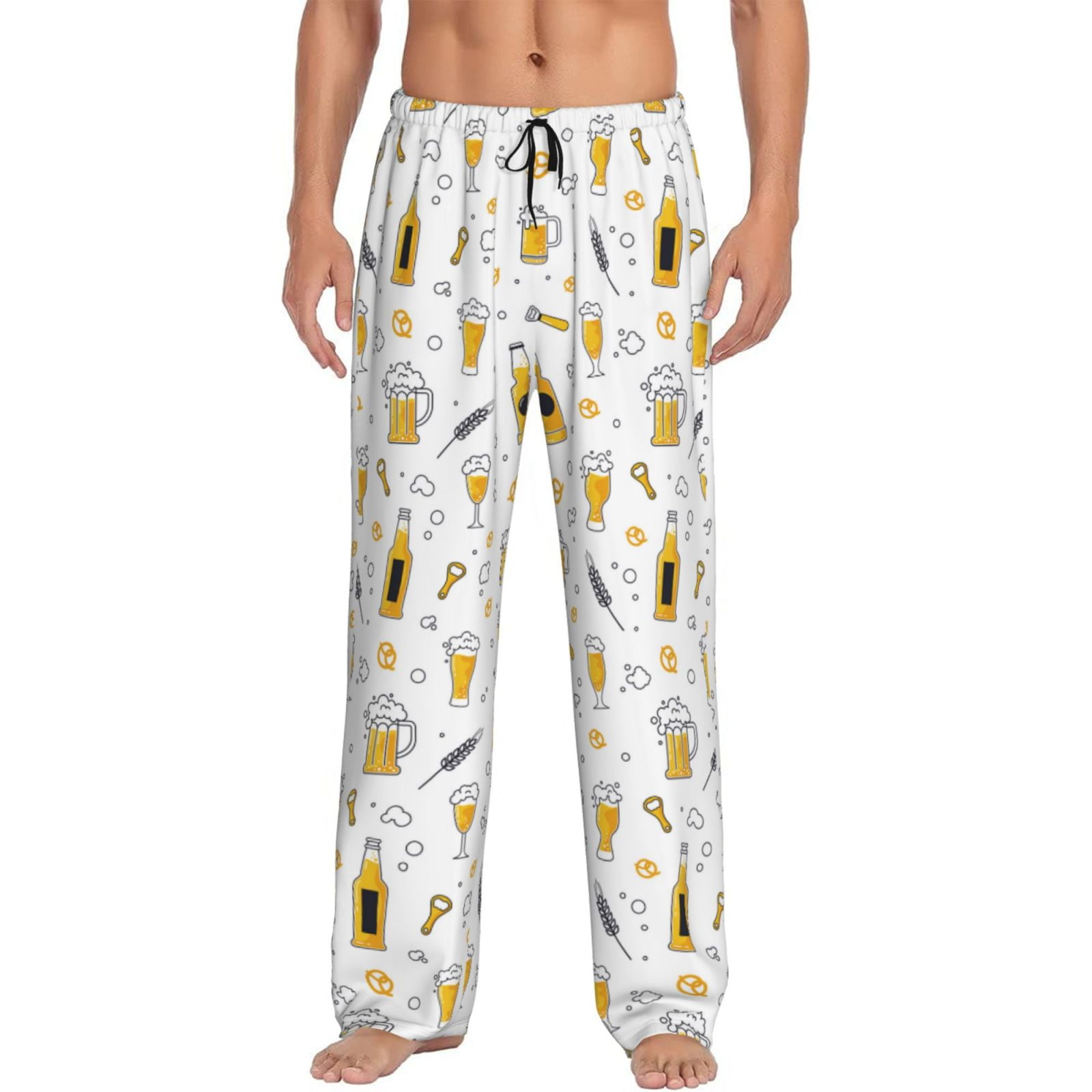 Wukai Beer Mens PJ Pajama Pants|Sleepwear Plaid PJs with Pockets|Men's ...