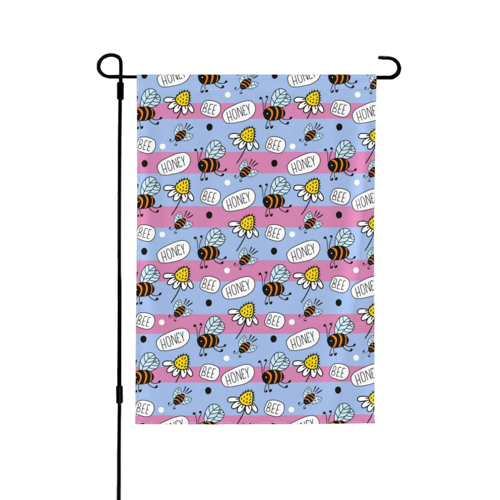 Wukai Bees And Daisies Striped Garden Flags Double Sided Welcome Garden ...