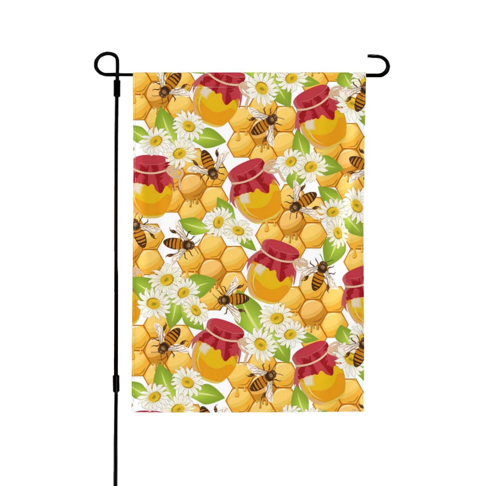 Wukai Bees Honeycomb Garden Flags Double Sided Welcome Garden Yard House Flags Outside Outdoor ...