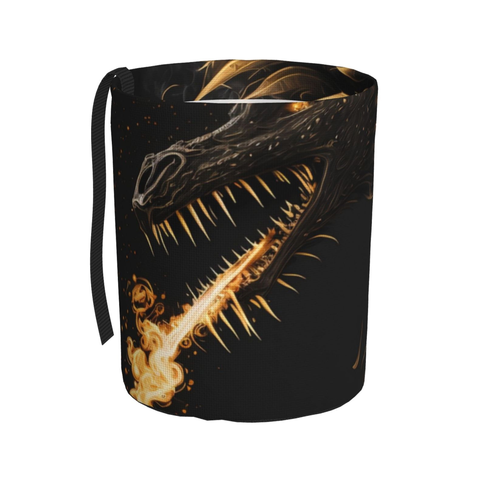 Wukai Black And Gold Fire Dragon Print Car Trash Can - Easy to Clean ...