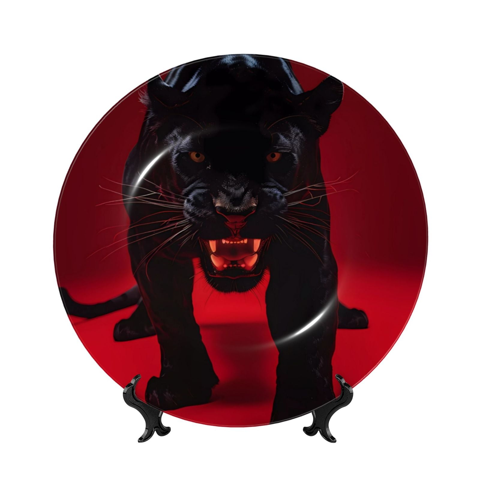 Wukai Black Panther Red Background Print Decorative Plate for Display ...