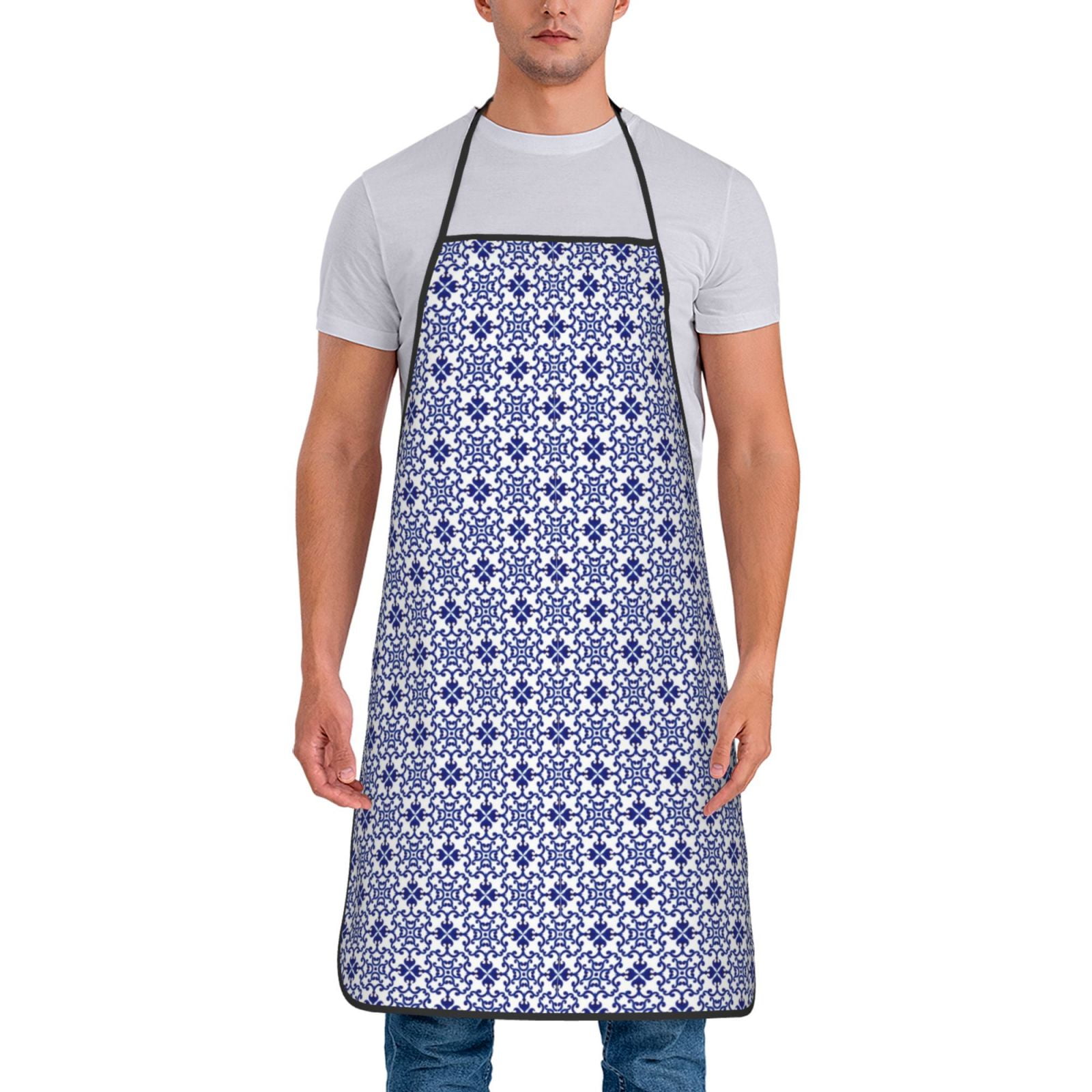 Wukai Blue And White Porcelain Chinaware Print Aprons Adjustable Bib ...