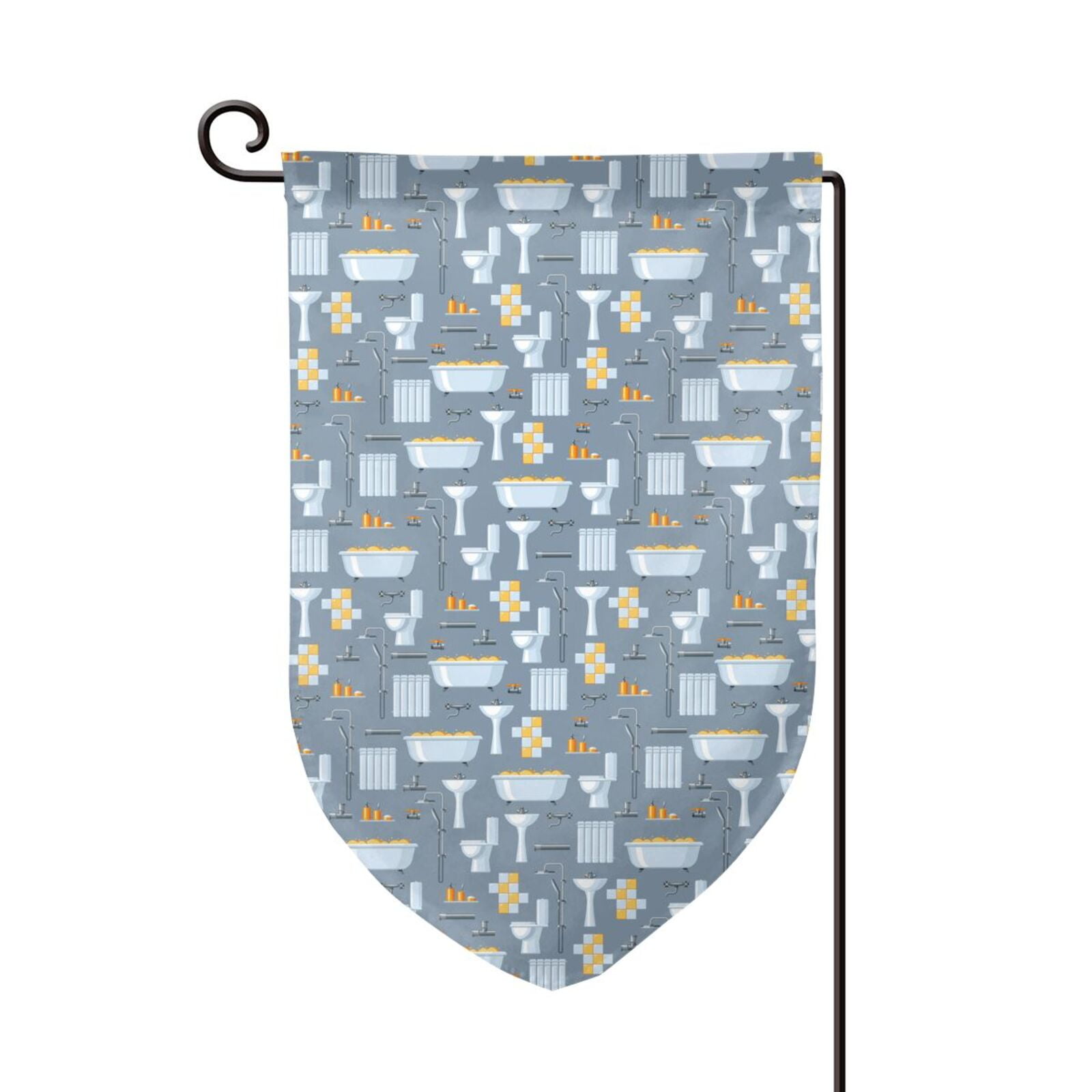 Wukai Blue Bathroom Print Garden Flag 12.5x18 Inch Double Sided Sun ...