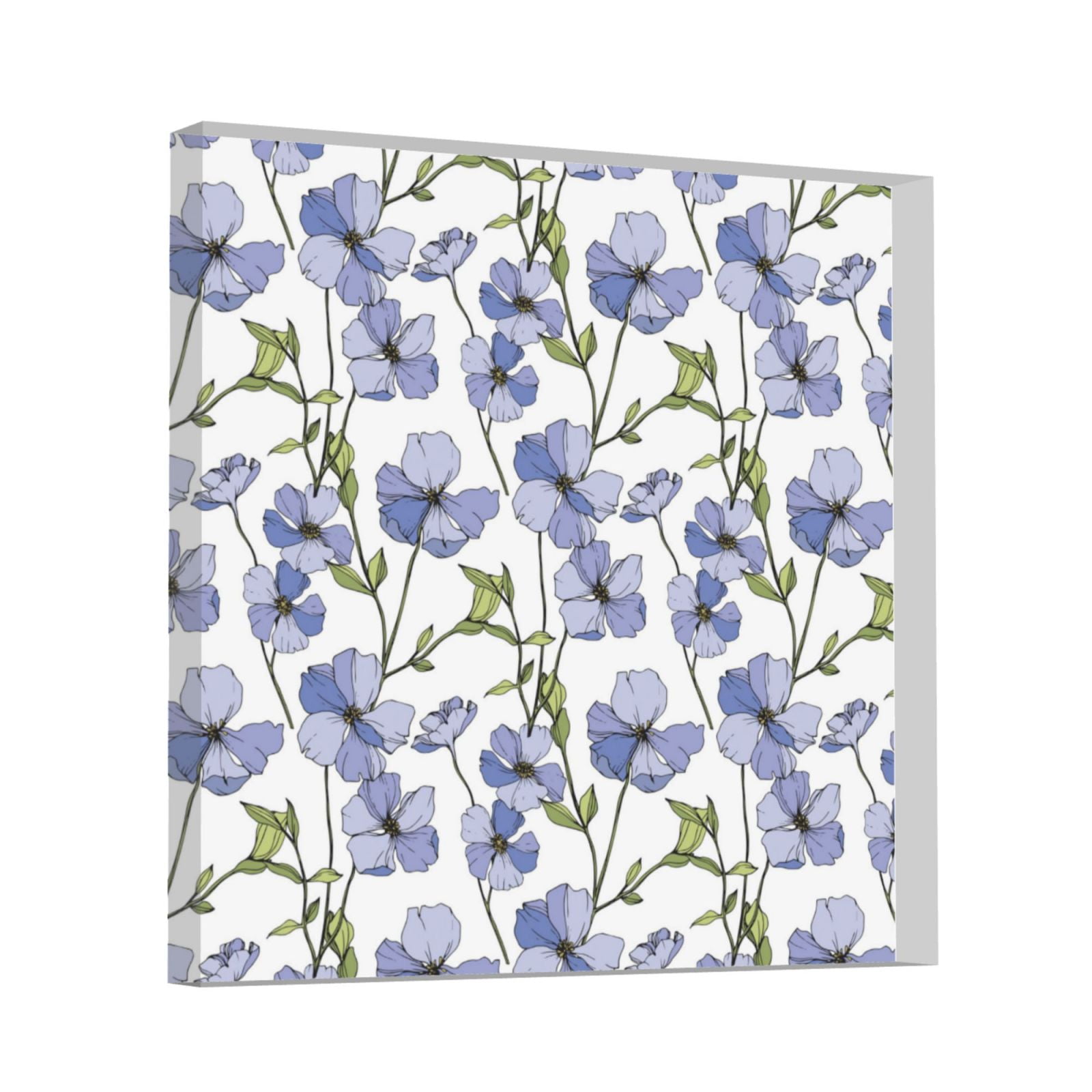 Wukai Blue Flax Flowers Print Elegant Acrylic Gift Decorations Perfect ...