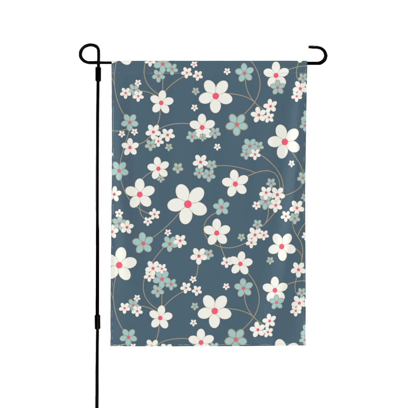 Wukai Blue Flower Garden Flags Double Sided Welcome Garden Yard House ...