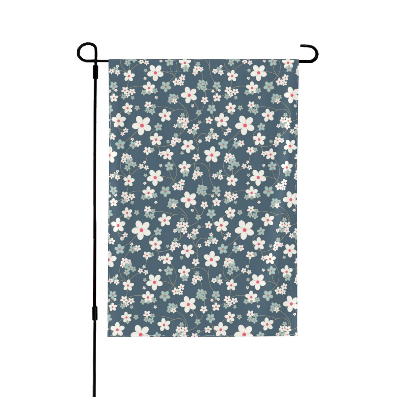 Wukai Blue Flower Garden Flags Double Sided Welcome Garden Yard House ...