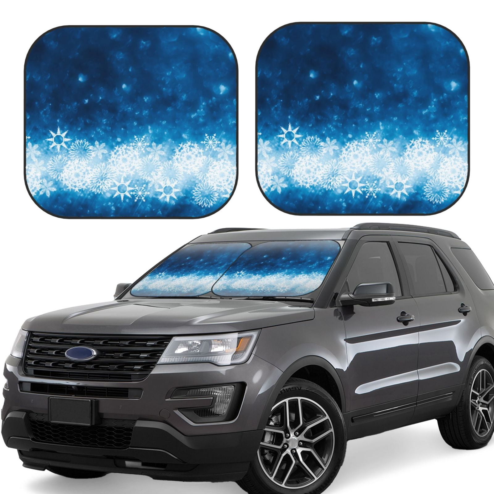 Wukai Blue Glitter Sparkles Print Windshield Sun Shade, Car Front ...