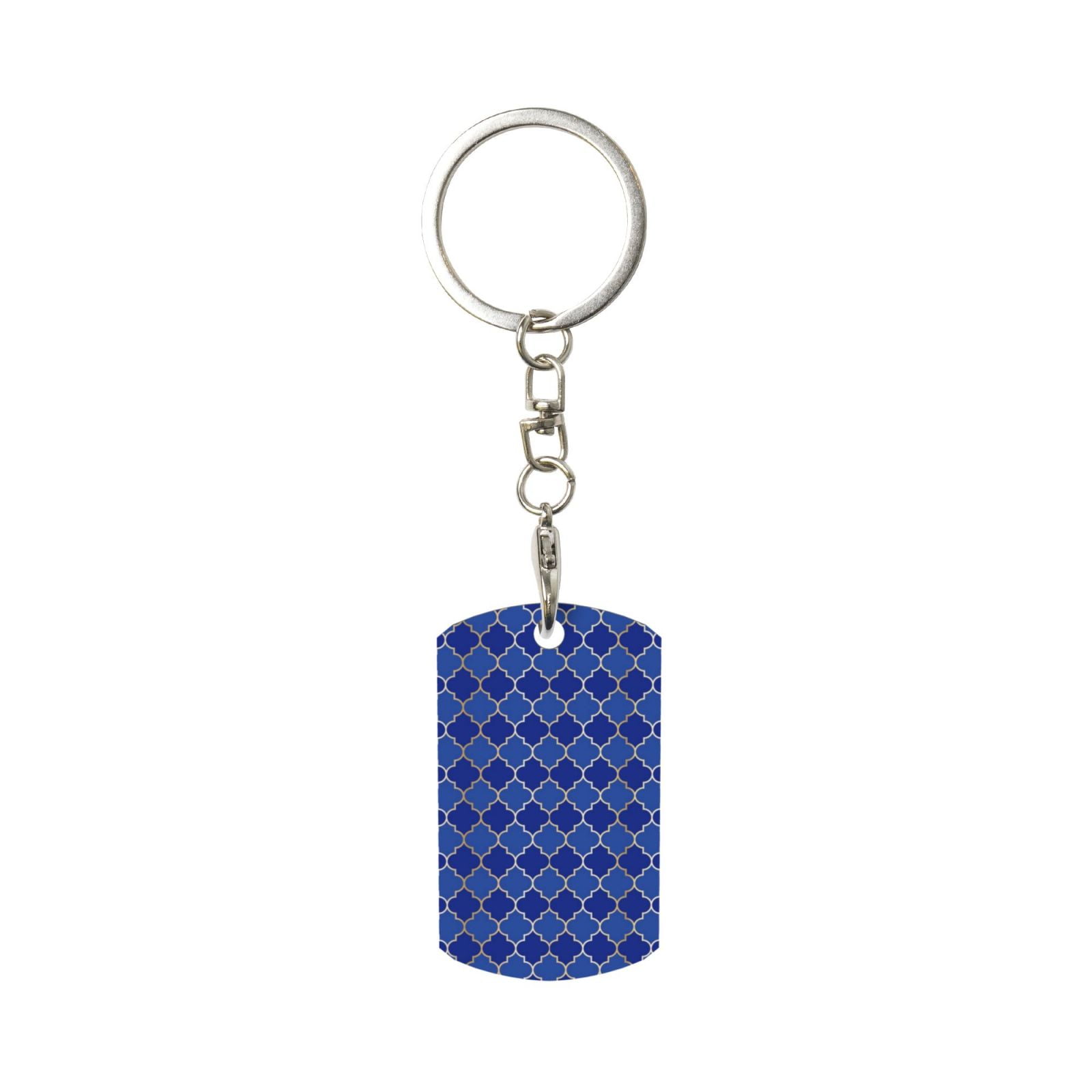 Wukai Blue Lantern Shapes Print Rectangular Metal Keychain: Sleek and ...