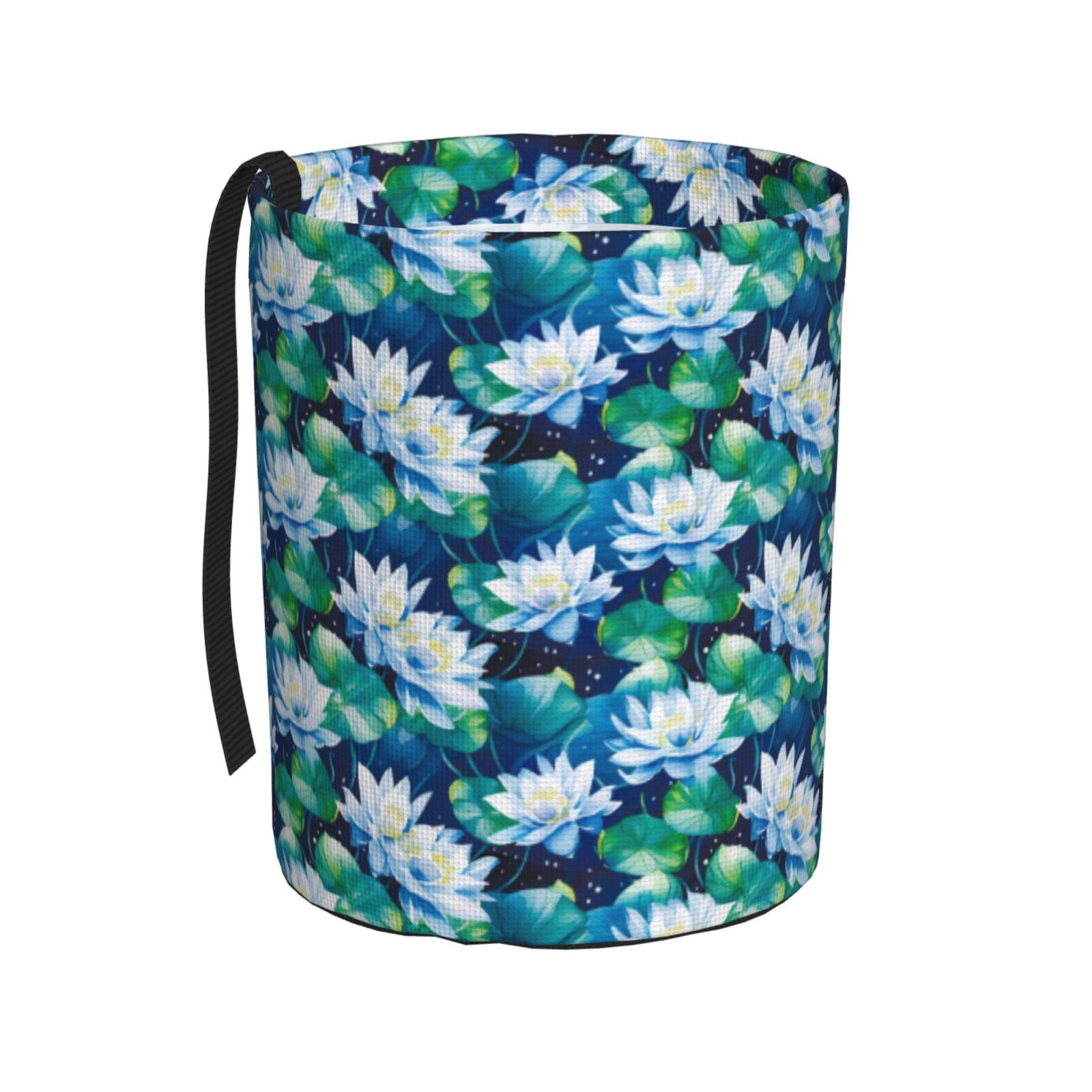 Wukai Blue Lotus Flower Print Car Trash Can - Easy to Clean Hanging ...