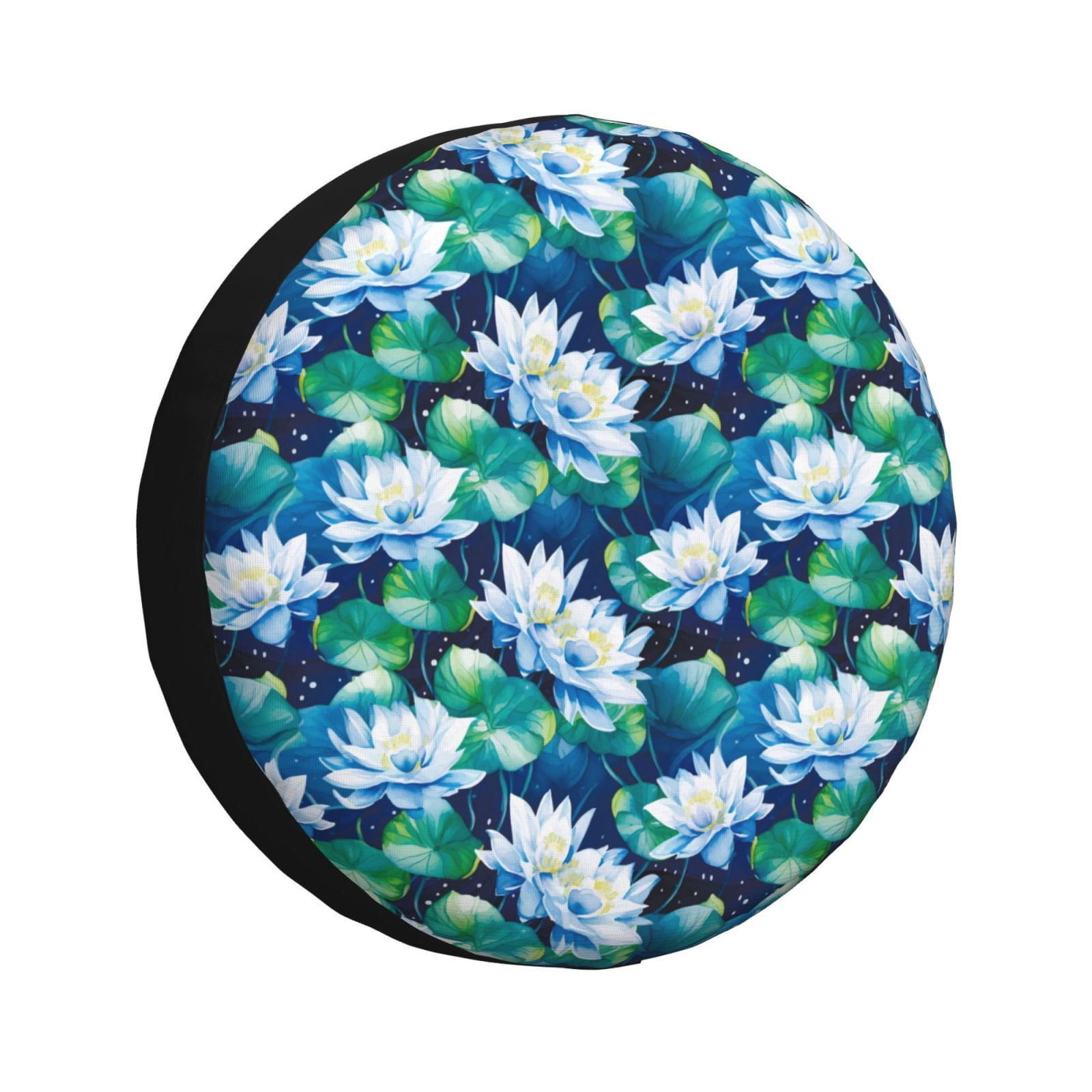 Wukai Blue Lotus Flower Print Spare Tire Cover for RV Trailer ...