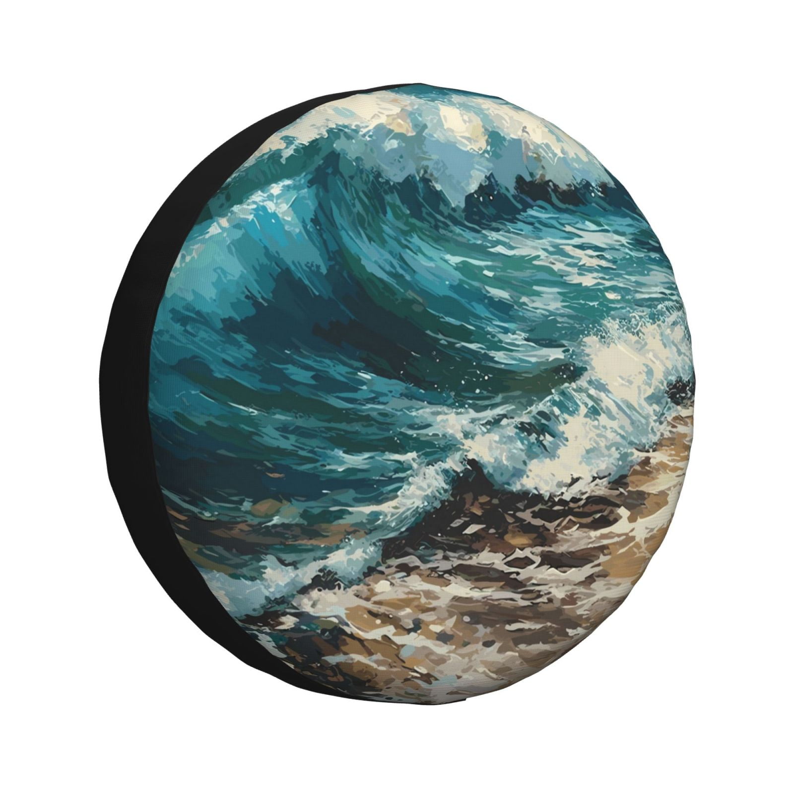 Wukai Blue Ocean Waves Print Spare Tire Cover for RV Trailer,Waterproof ...