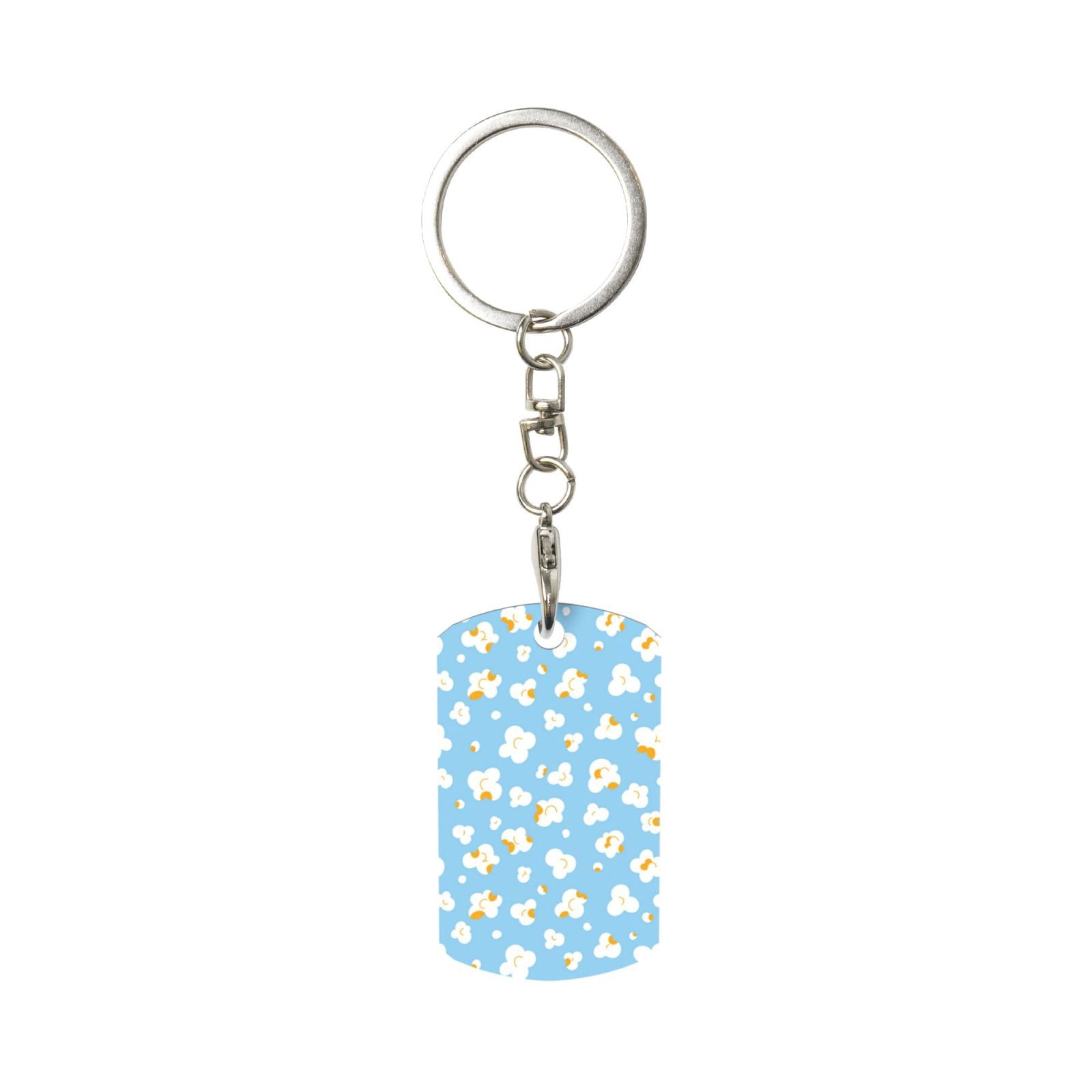Wukai Blue Popcorn Print Rectangular Metal Keychain: Sleek and Durable ...